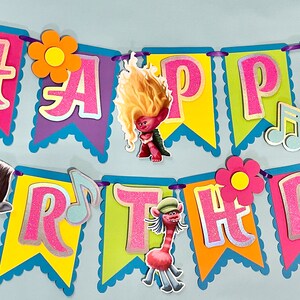 Trolls Birthday Banner: Rainbow Banner - Etsy