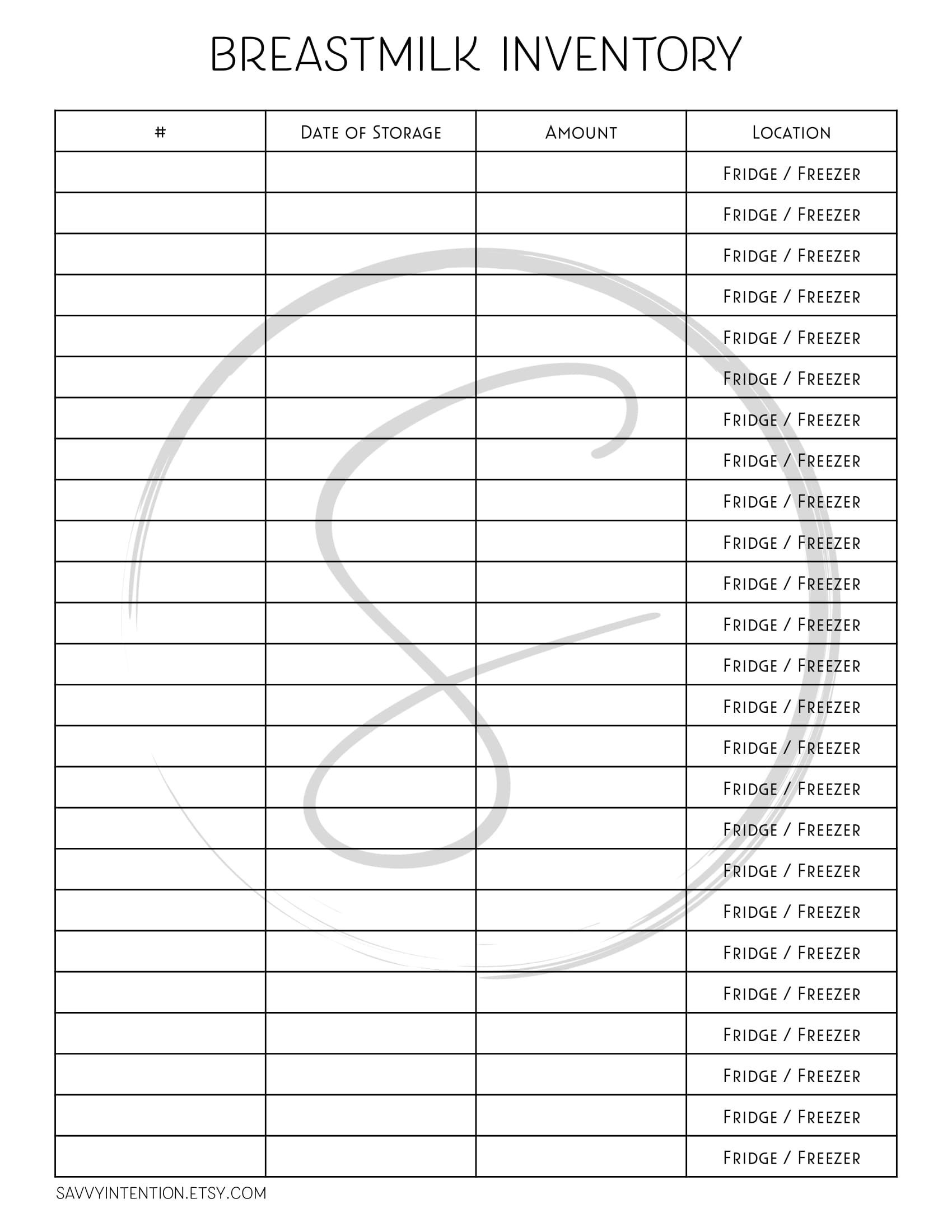 Breastmilk Inventory - Etsy