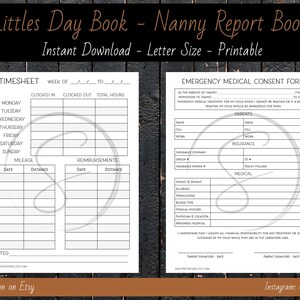 Littles Day Book - Nanny Bundle - Baby Report - Moms Log - Kids Info - Etsy