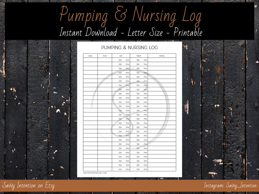 Pumping & Nursing Log - Etsy
