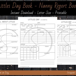Littles Day Book - Nanny Bundle - Baby Report - Moms Log - Kids Info - Etsy