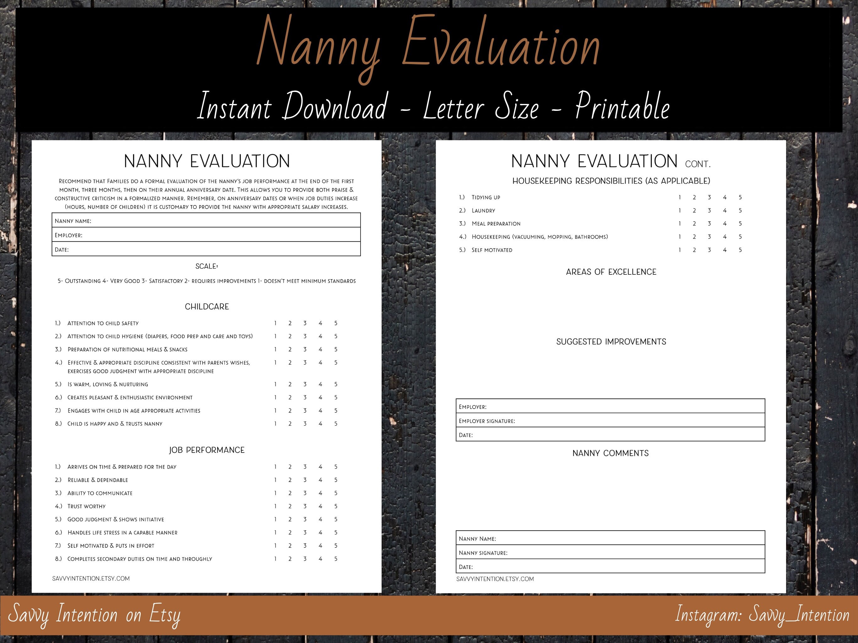 Nanny Evaluation - Etsy