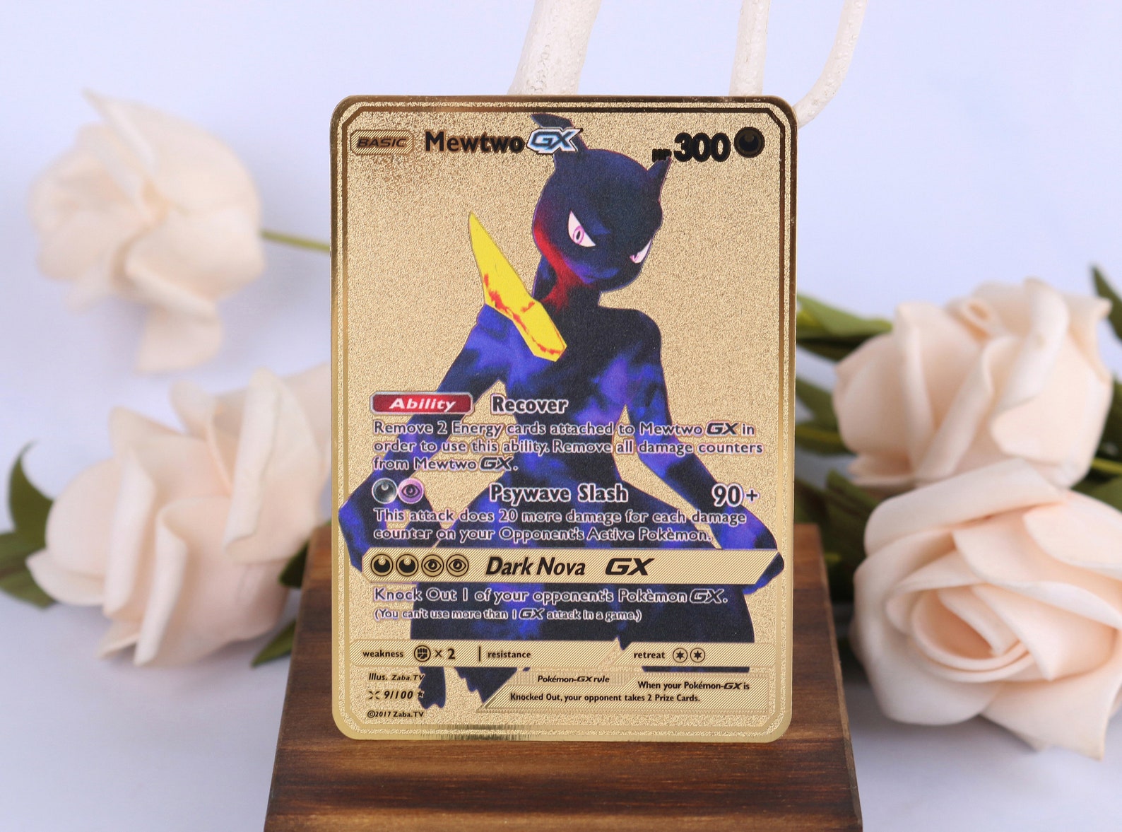 GOLD Shadow Mewtwo GX Pokemon Card METAL Custom Vmax V Rare | Etsy