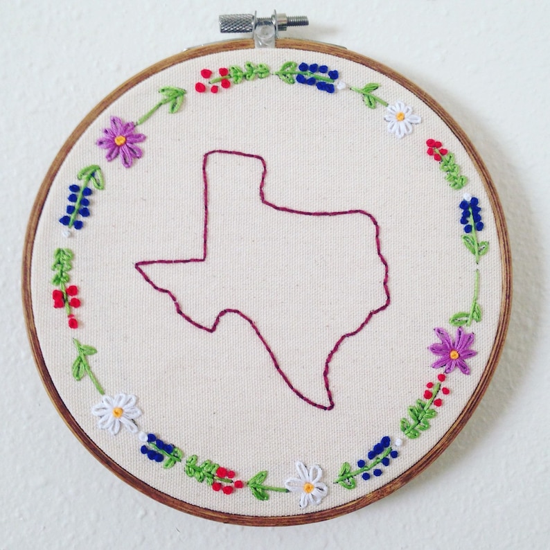 Texas Wild Flower Border Embroidery Hoop Wall Art - Etsy