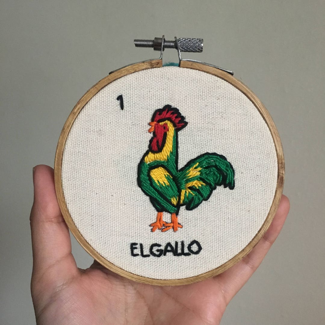 El Gallo Loteria Embroidery Hoop Wall Art - Etsy