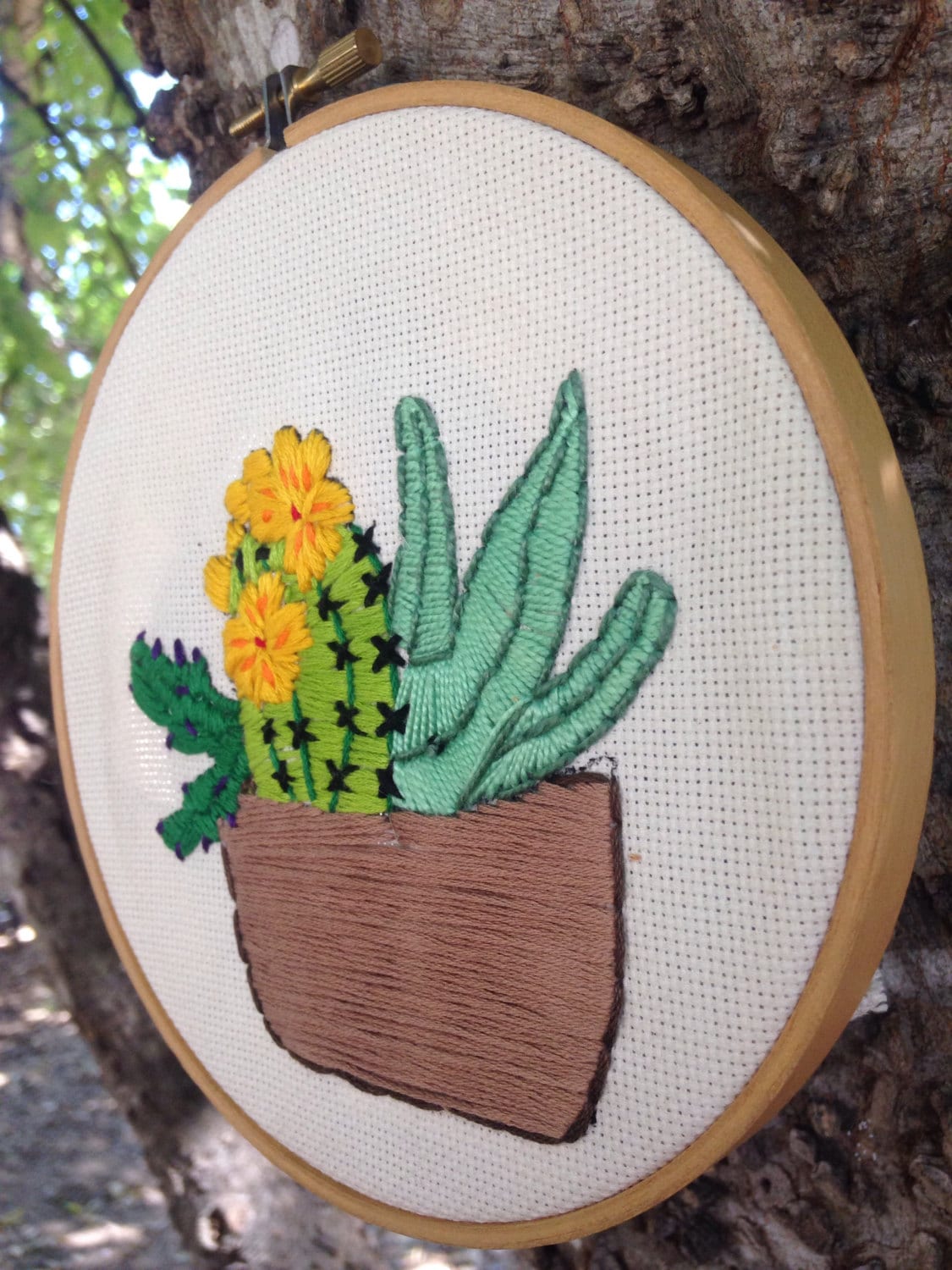 Succulents & Cactus Embroidery Hoop Wall Art - Etsy