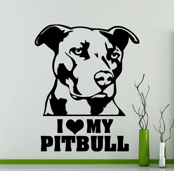 The Head Of A Pit Bull Dog Wall Sticker Vinyl Decal Mural Art Decor ...