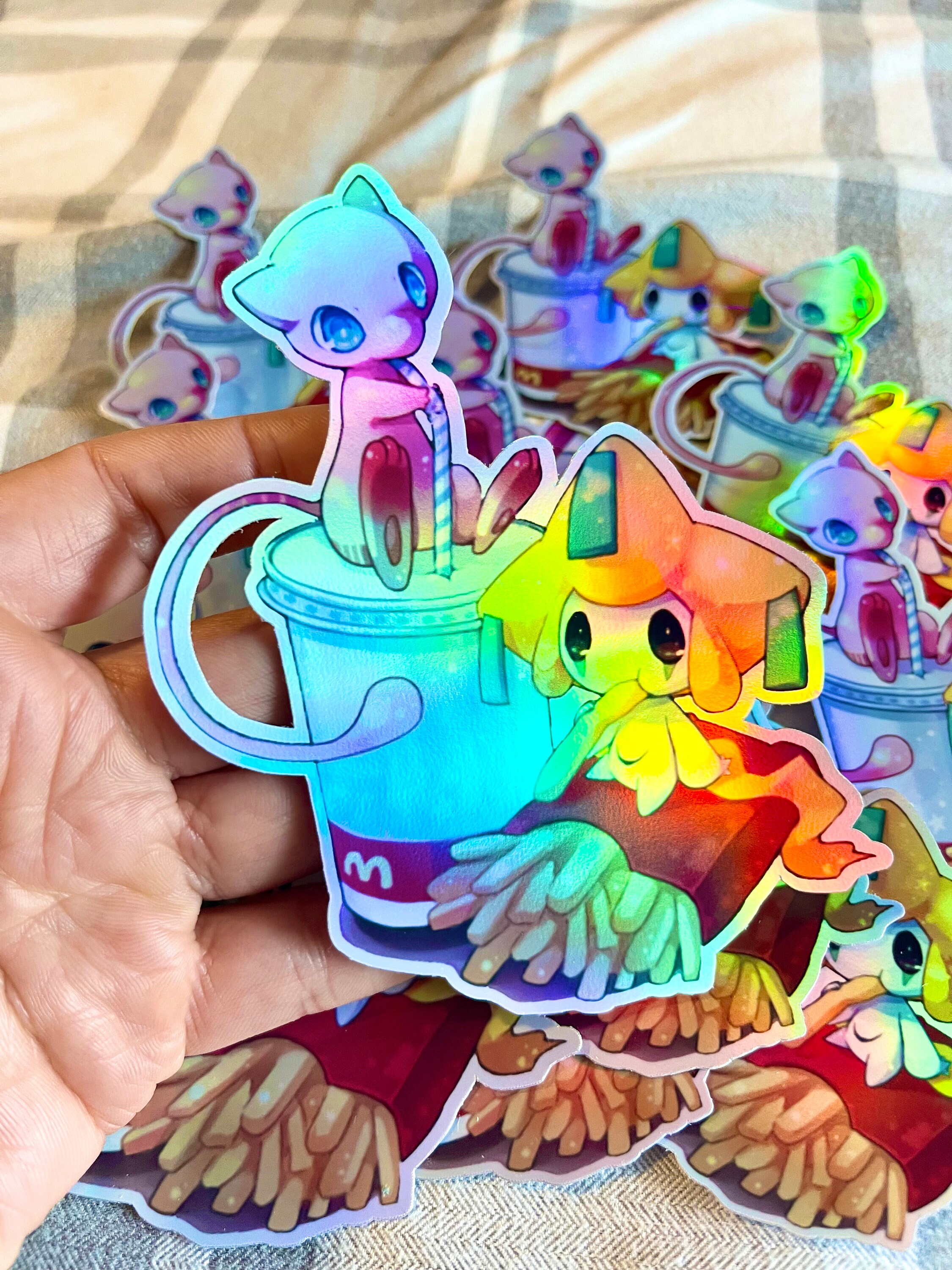 Mew and Jirachi Holographic Sticker - Etsy