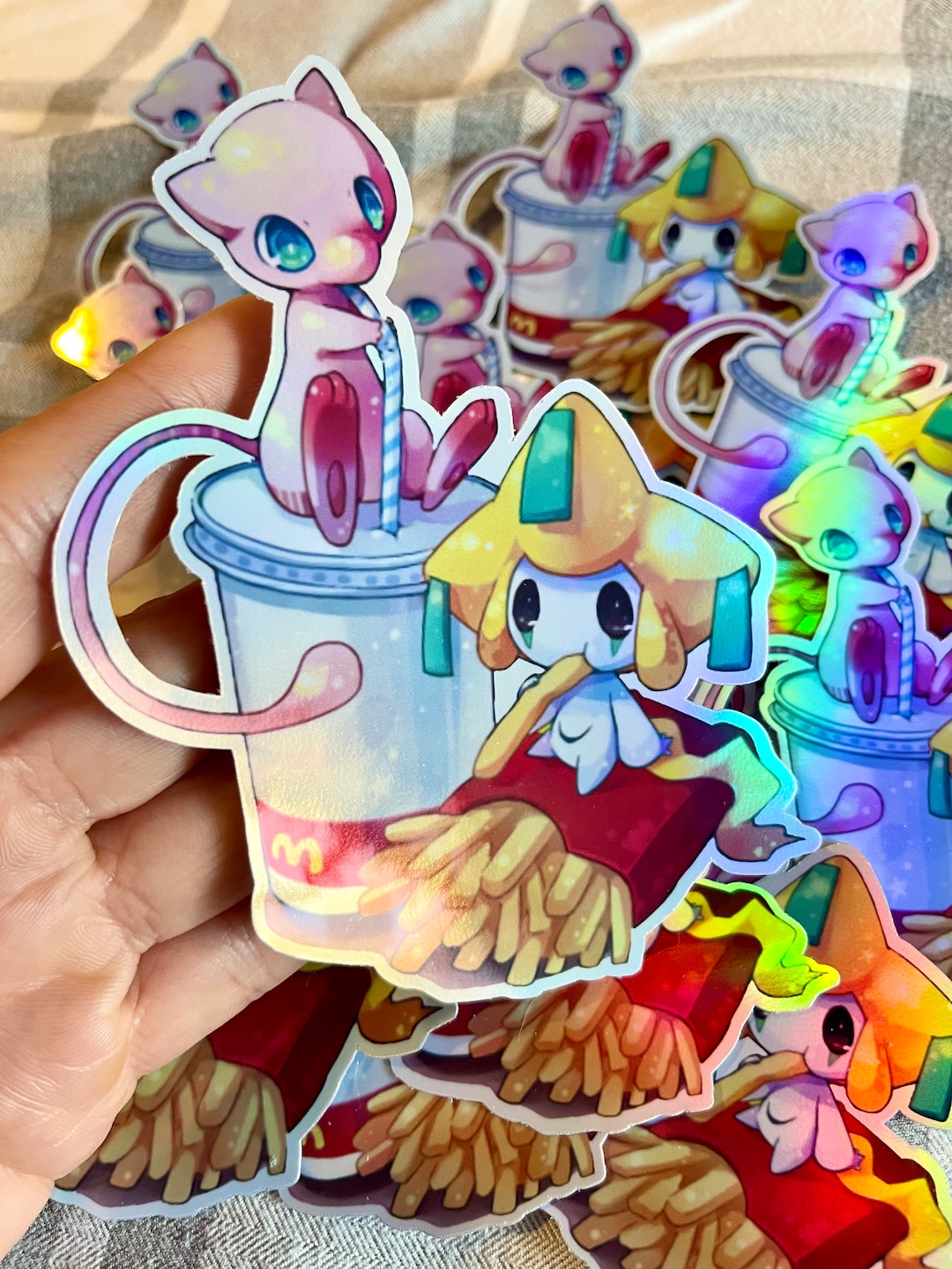 Mew and Jirachi Holographic Sticker - Etsy