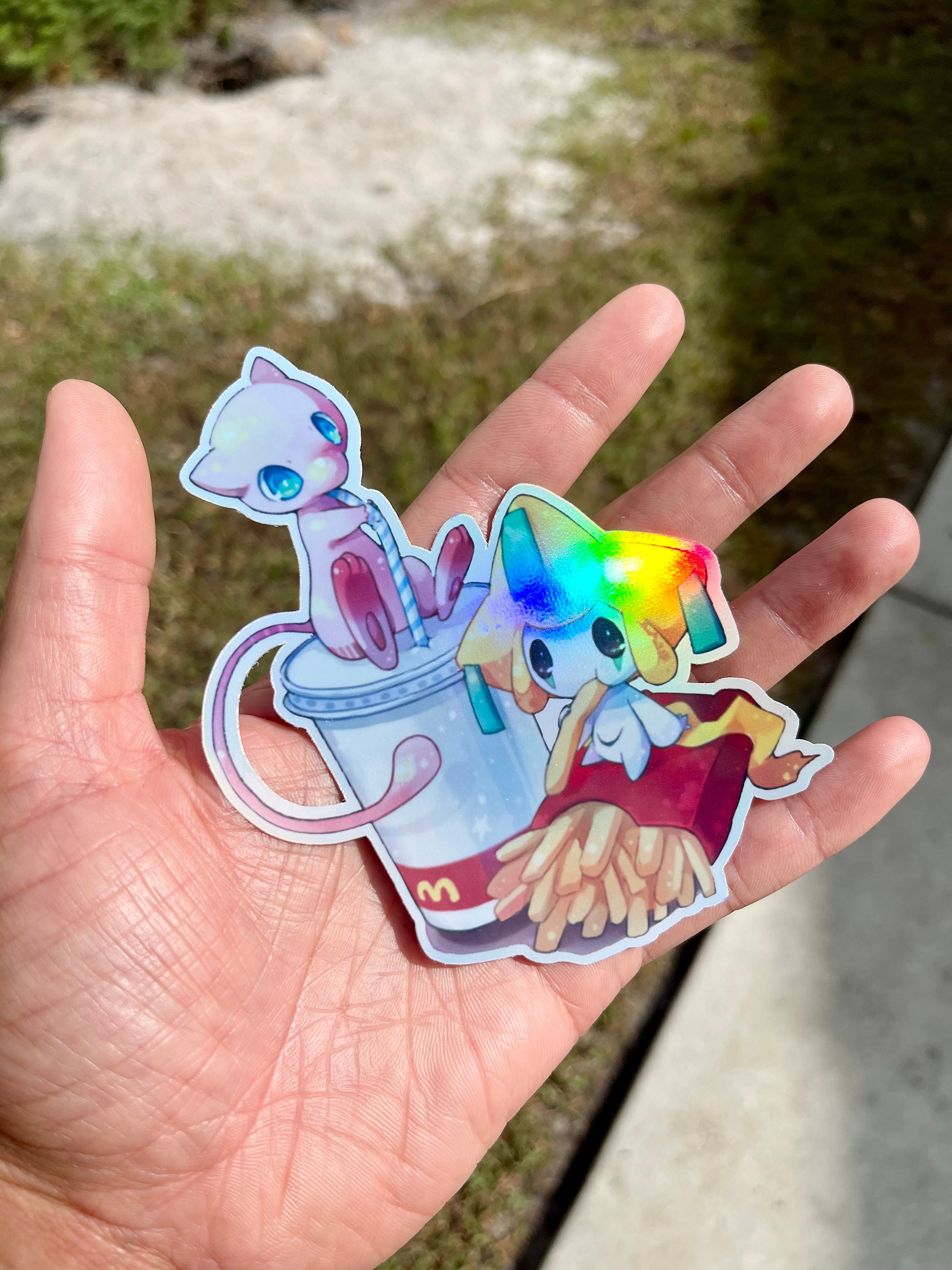 Mew and Jirachi Holographic Sticker - Etsy