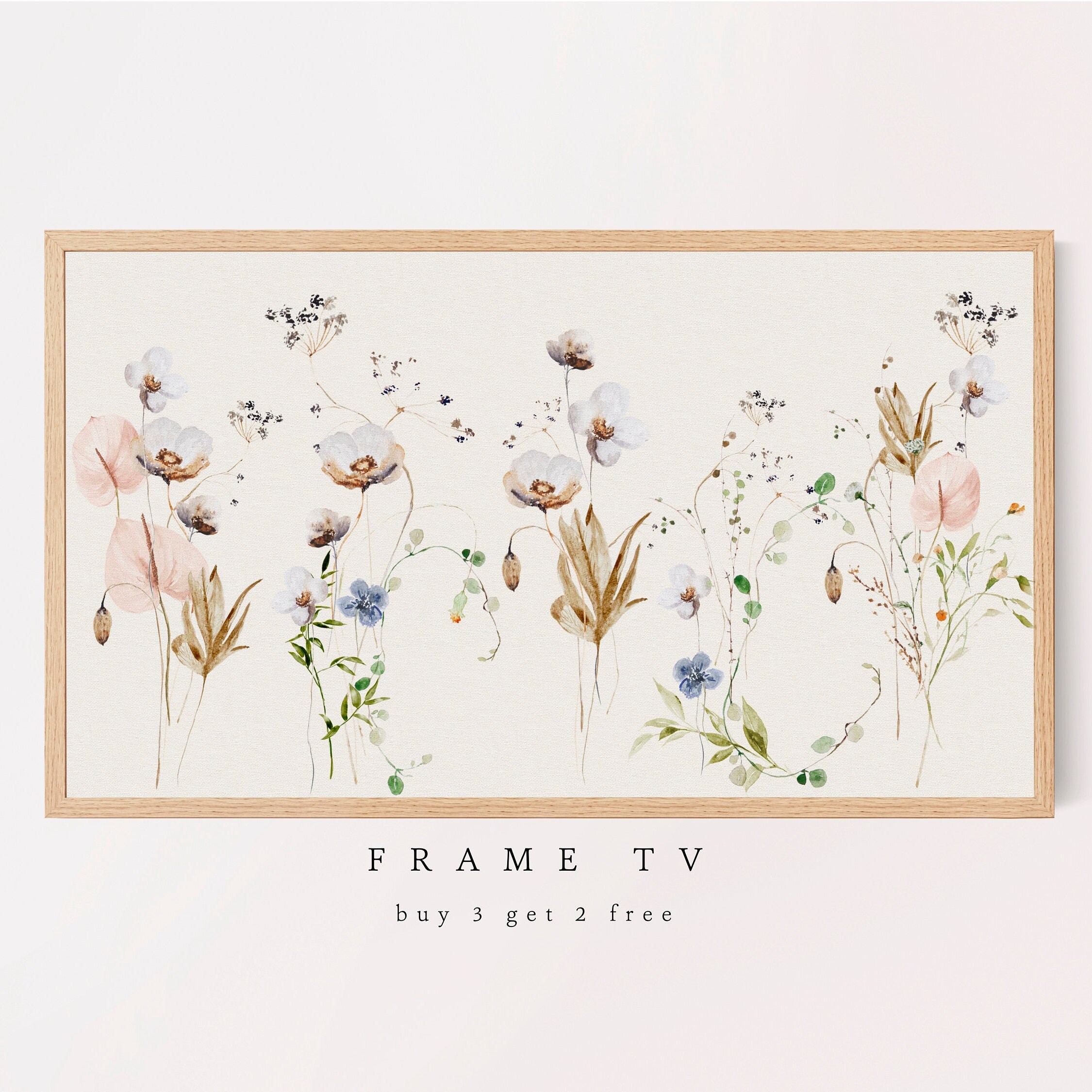 Samsung Frame TV Art, Dainty Wildflowers, Flowers, Elegant, Samsung Art ...