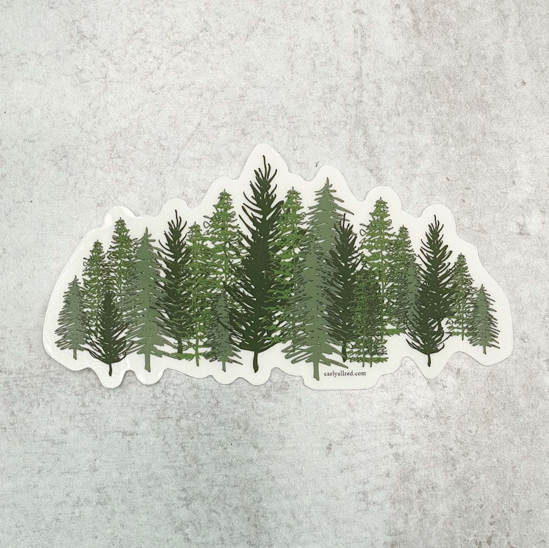 Transparent Vinyl Sticker Pine Tree Forest Laptop Sticker - Etsy