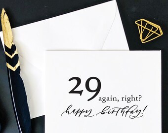 29 Again Birthday Card - Etsy