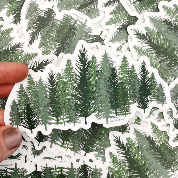 Transparent Vinyl Sticker Pine Tree Forest Laptop Sticker - Etsy