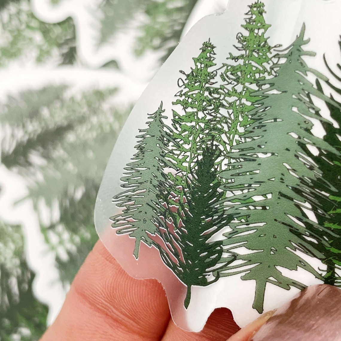 Transparent Vinyl Sticker Pine Tree Forest Laptop Sticker - Etsy
