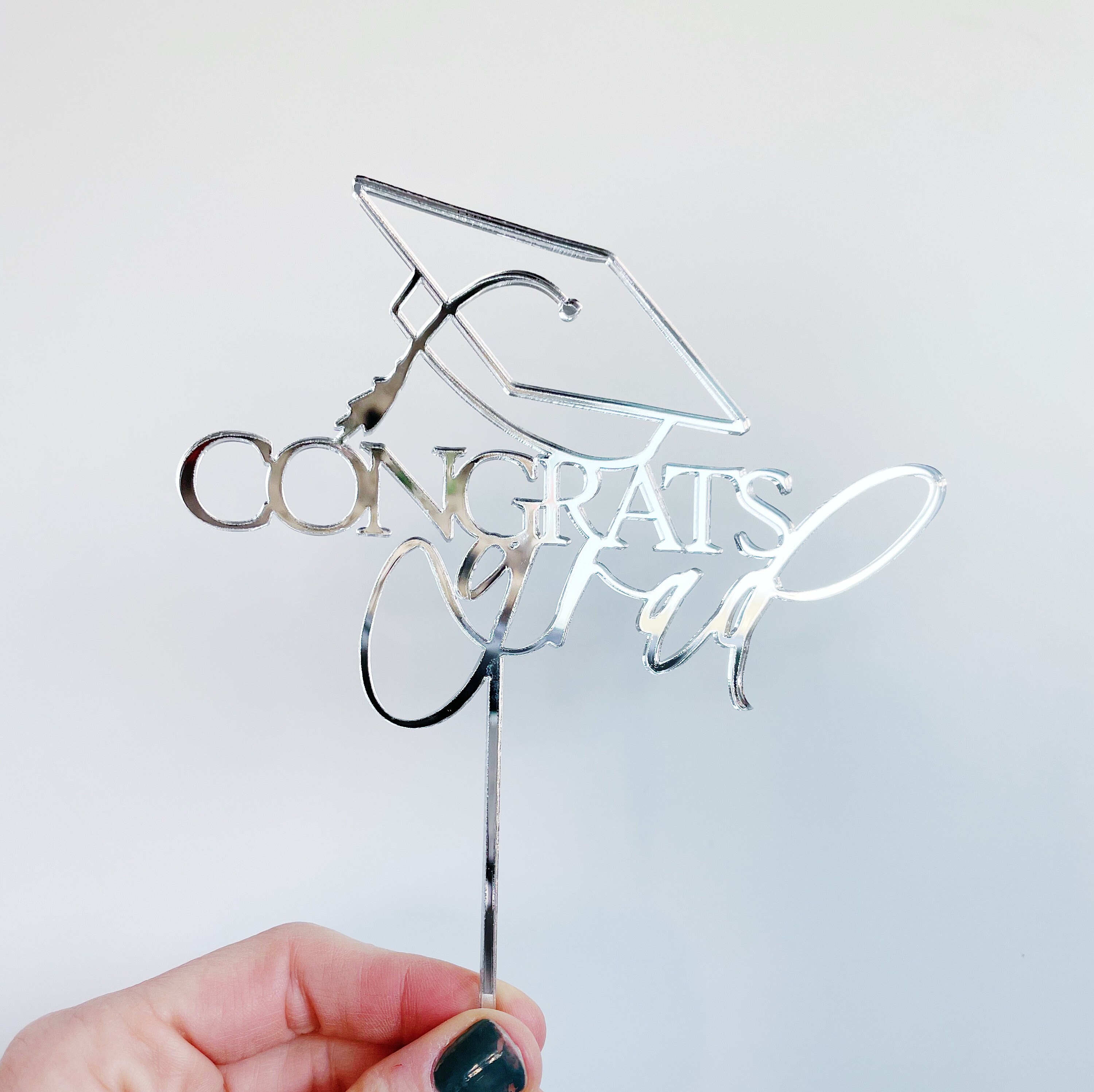 Laser Cut Cake Topper "congrats Grad" | Graduation Cake Topper | Custom ...