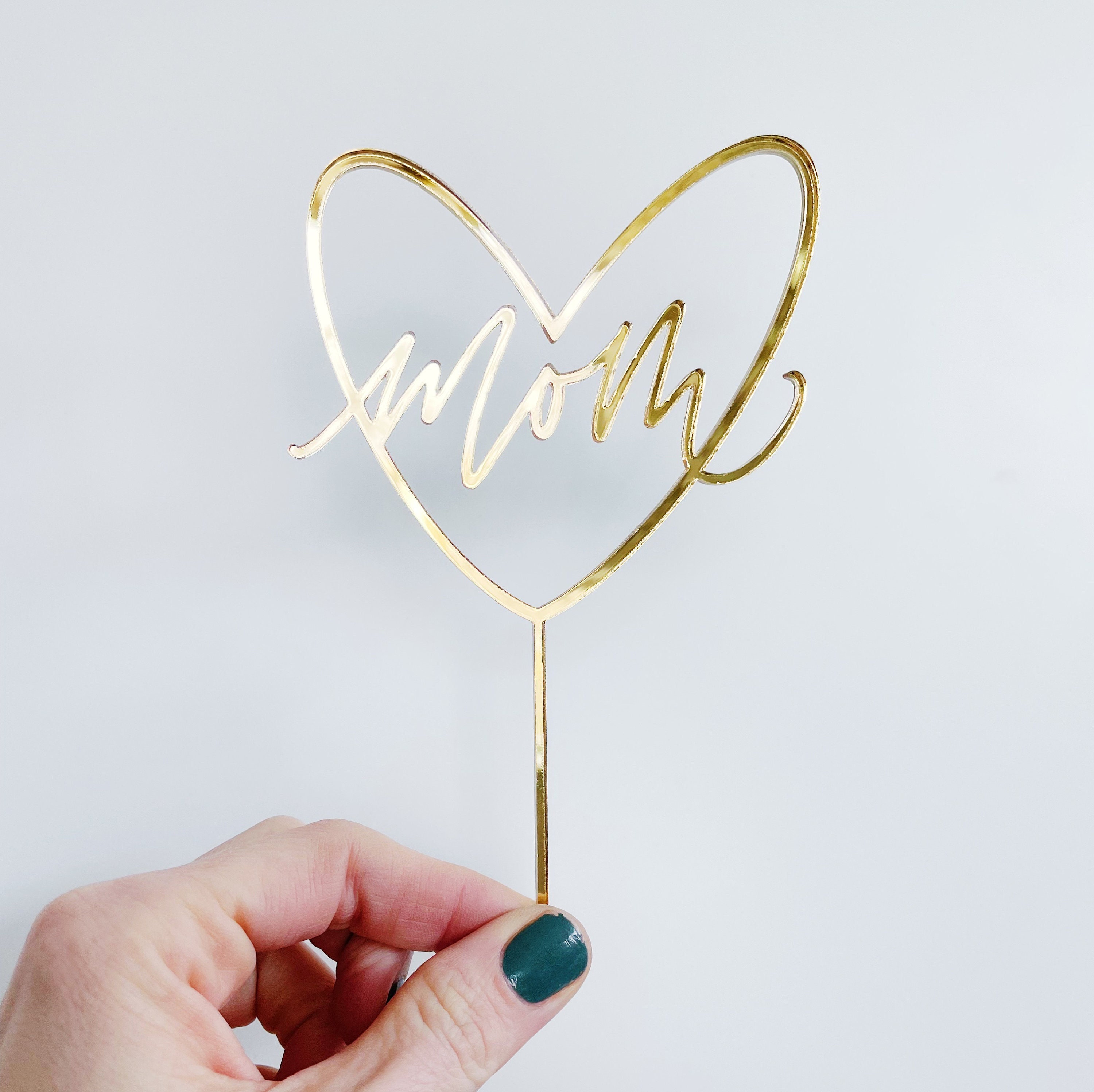 Topper de pastel de corte láser Corazón de mamá / Topper de cumpleaños ...