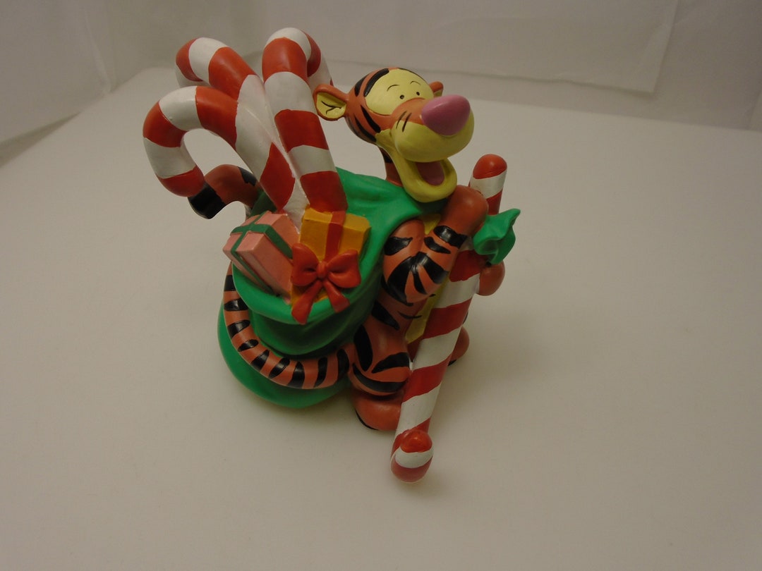 Disney Smiling Tigger Christmas Figurine Santa's Bag Candy Canes Pooh ...