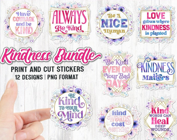 Kindess Stickers PNG Bundle Printable Planner Stickers Print - Etsy