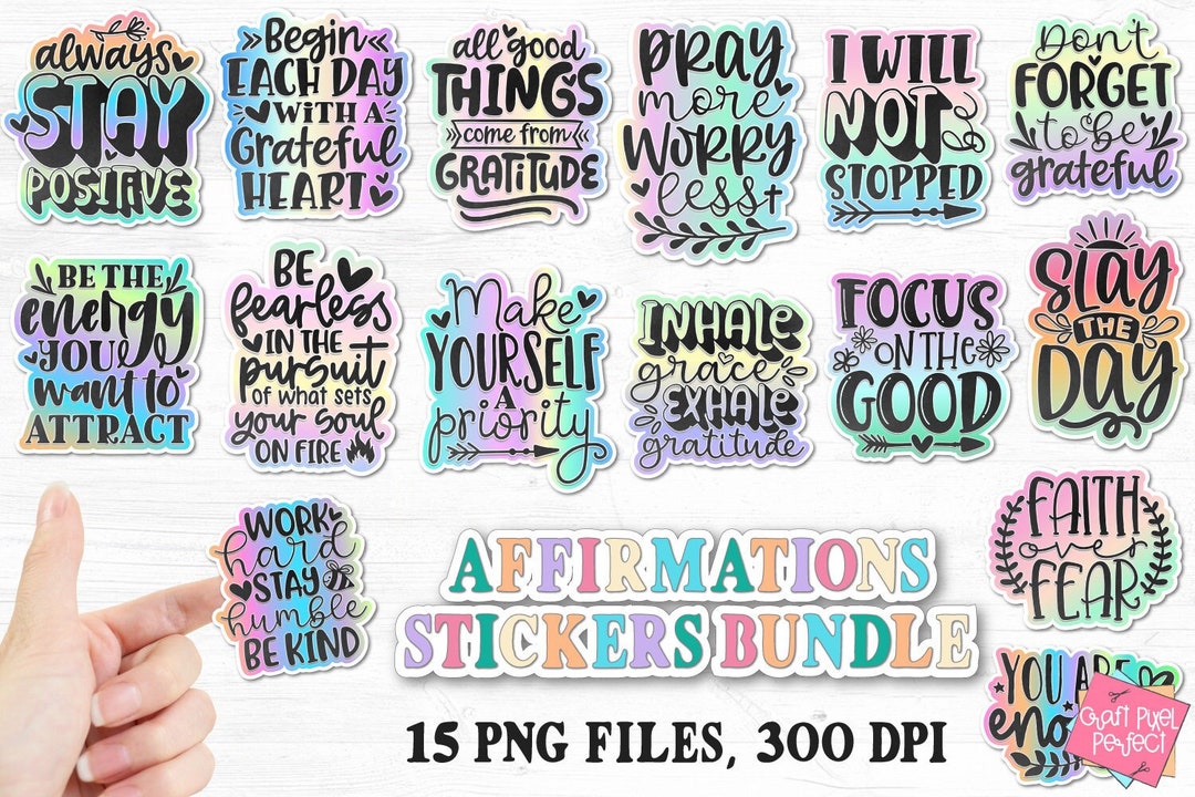 Affirmations Print and Cut Stickers Bundle, Mental Health Printable ...