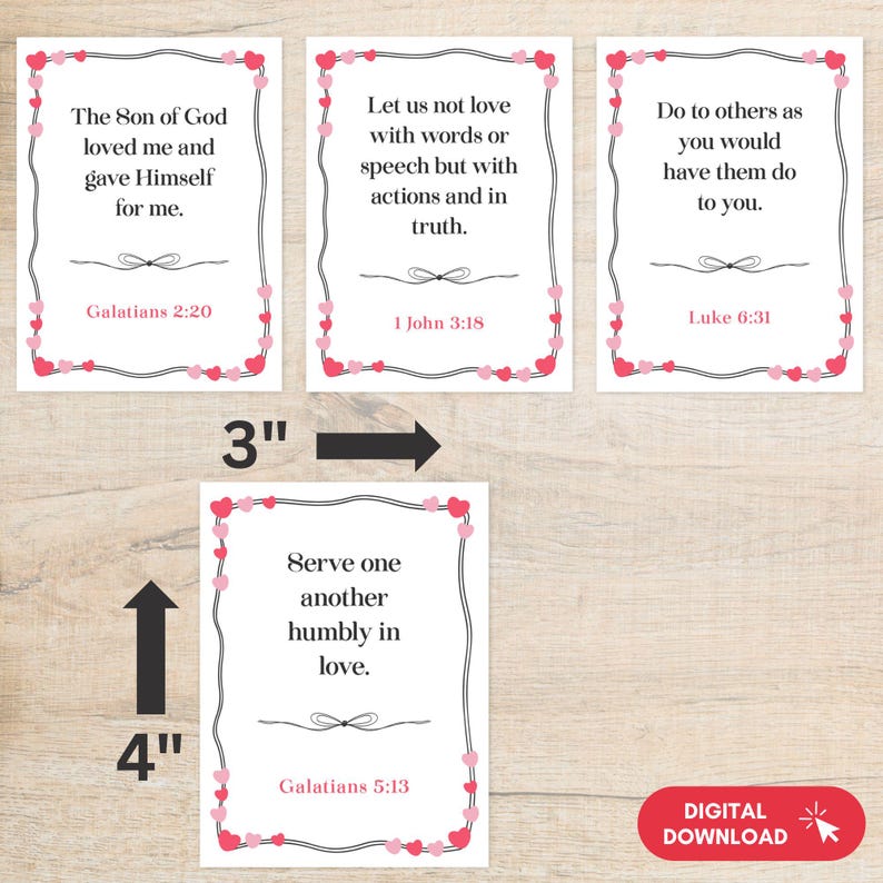 Love Bible Verse Cards Printable | Scripture Valentines for Adults ...
