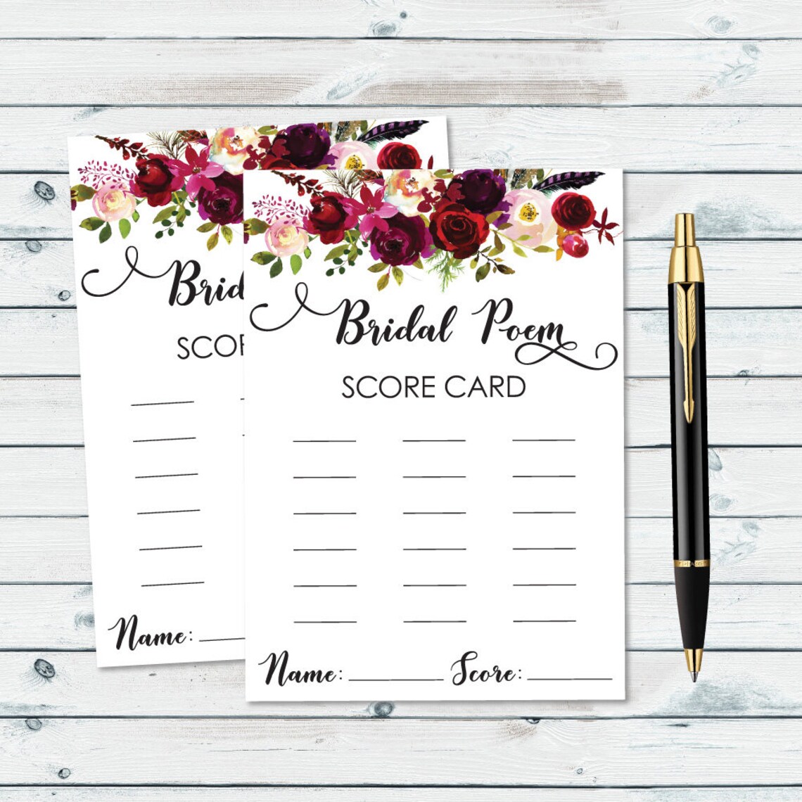 Bridal Poem Game, Bridal Shower Point Poem, Floral Bridal Shower Games ...