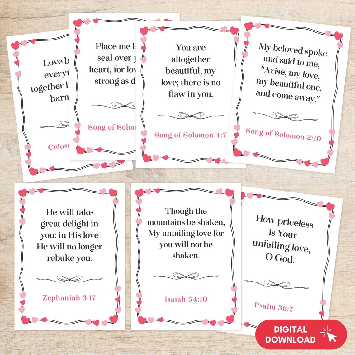 Love Bible Verse Cards Printable | Scripture Valentines for Adults ...
