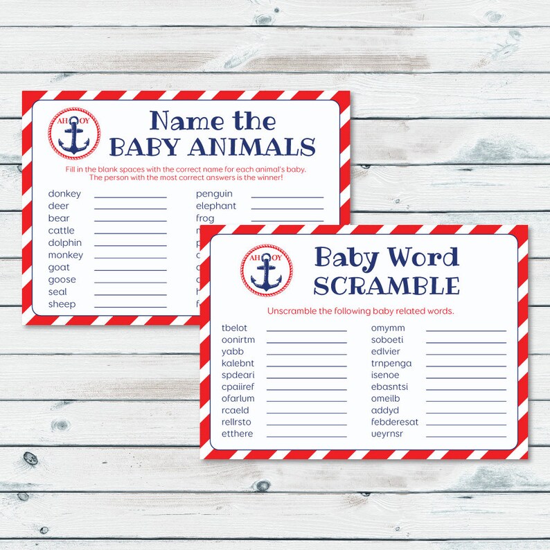 Nautical Baby Shower Games Package Nautical Baby Shower - Etsy