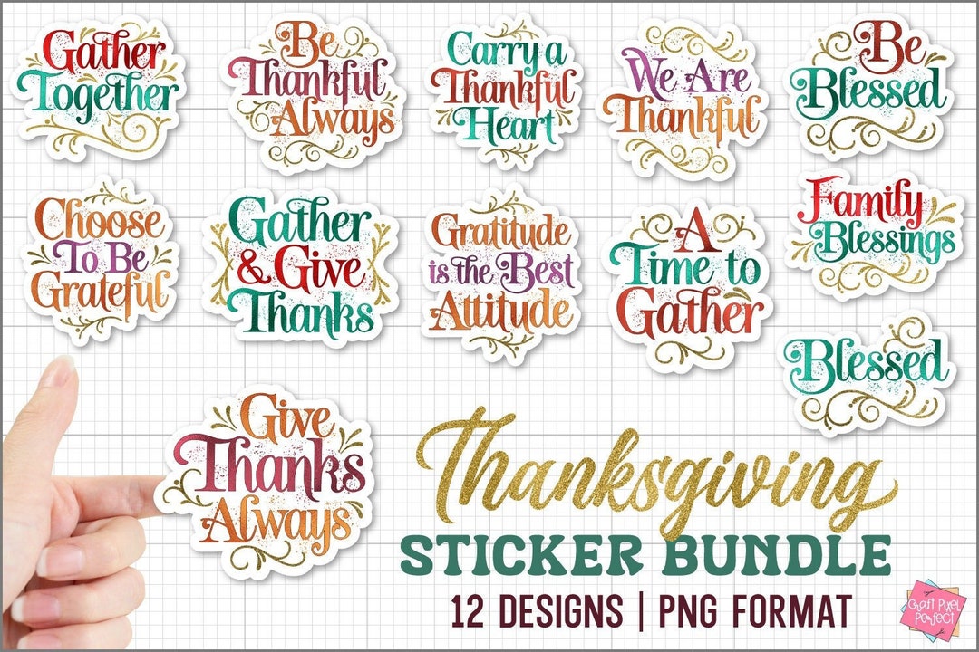 Thanksgiving Sticker Bundle, Print and Cut Fall Stickers PNG, Printable ...