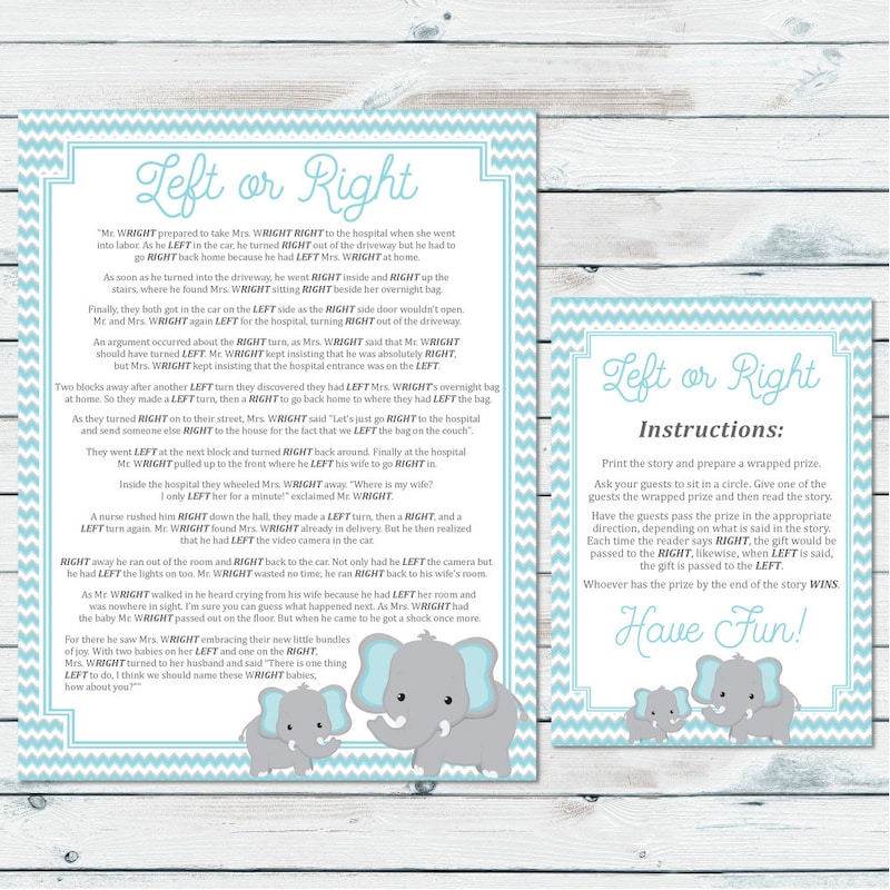 Left Right Baby Shower Game - Etsy