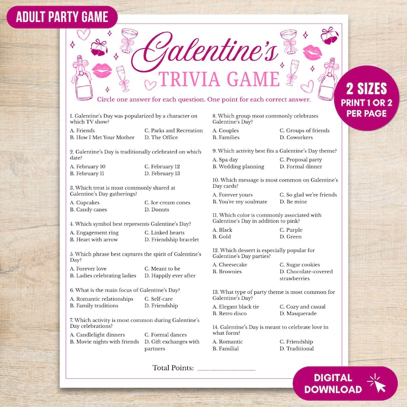 Galentine’s Day Trivia Game Printable | Girls Night Party Game ...