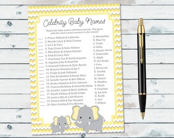 Mustache Baby Shower Celebrity Baby Names Game Printable