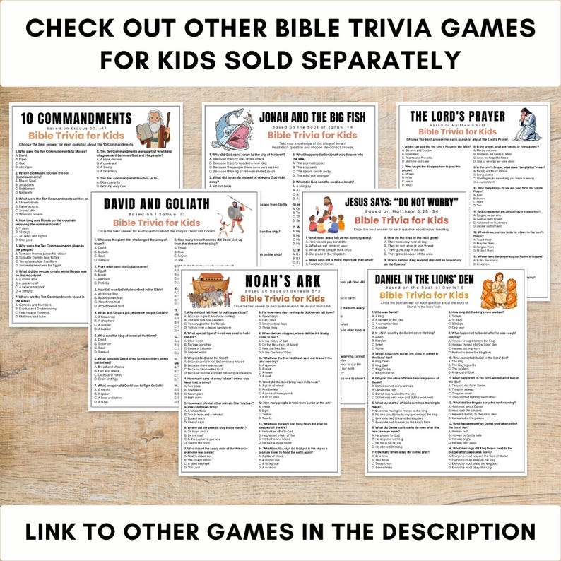 Creation Bible Trivia Game for Kids, Genesis 1-2 Printable, 7 Days of ...