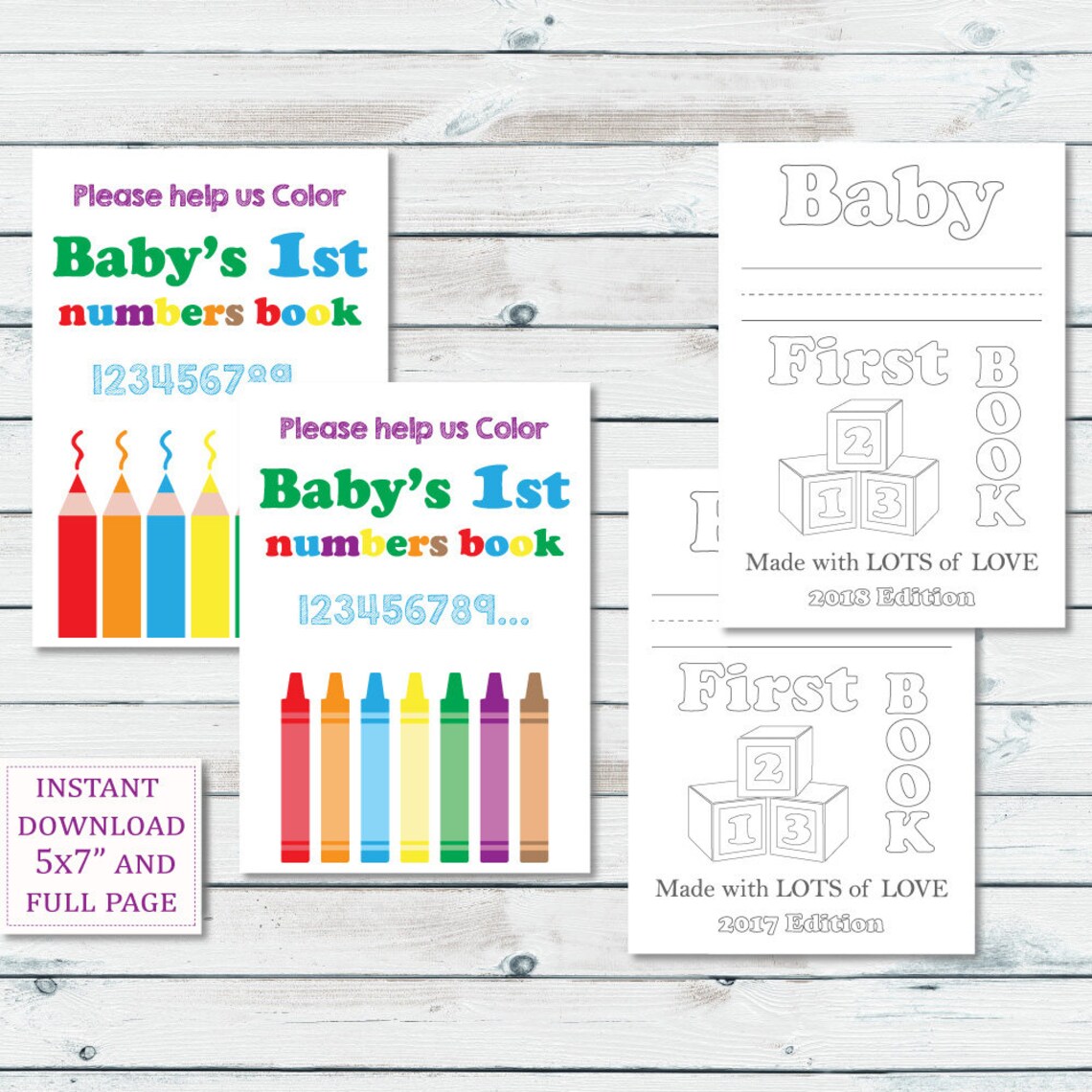 Baby Numbers Coloring Book Baby 123s Book Alphabet Book | Etsy