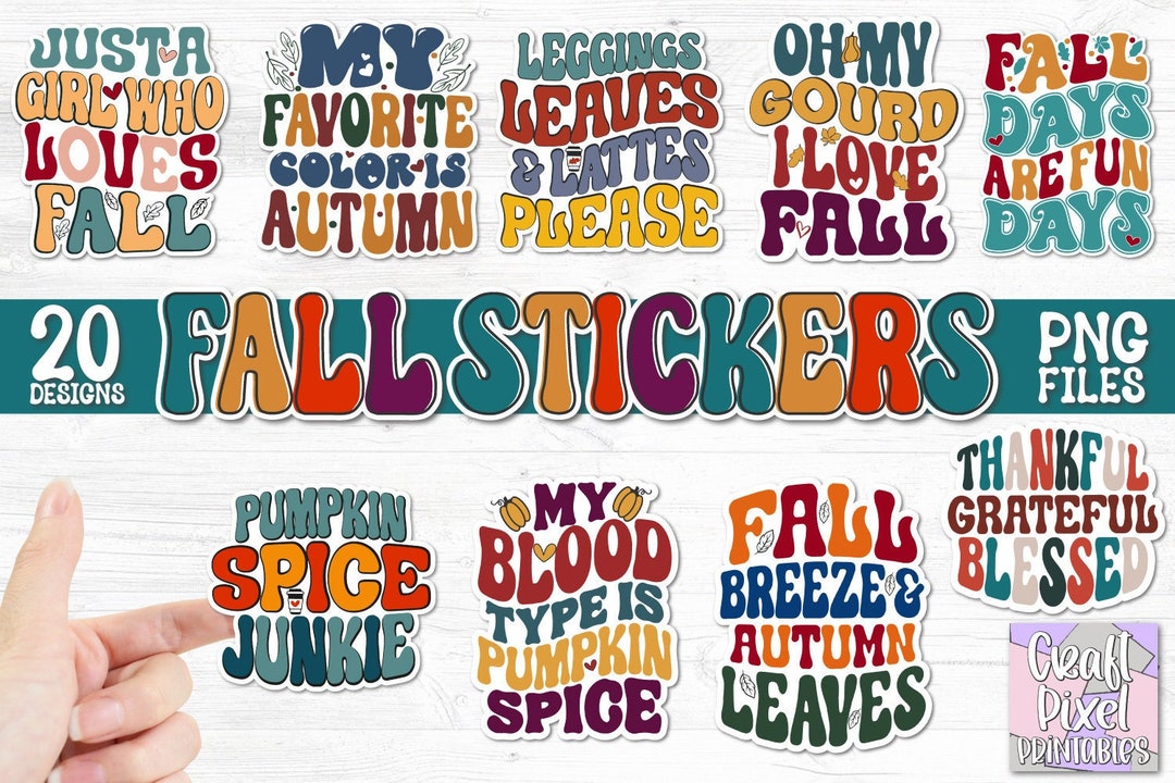 Fall Stickers Png, Printable Autumn Stickers, Print and Cut Stickers ...