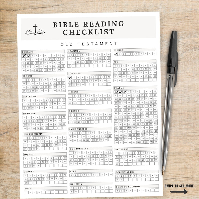 Bible Reading Checklist Printable, Old and New Testament Reading ...