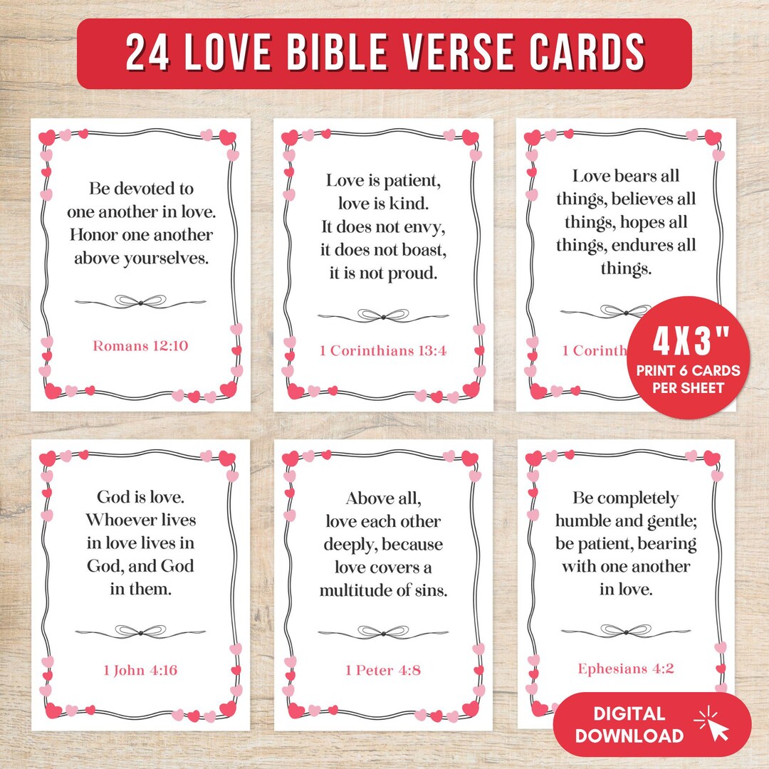 Love Bible Verse Cards Printable | Scripture Valentines for Adults ...