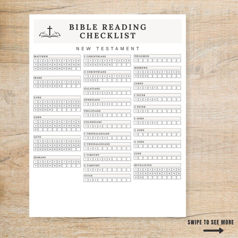 Bible Reading Checklist Printable, Old and New Testament Reading ...