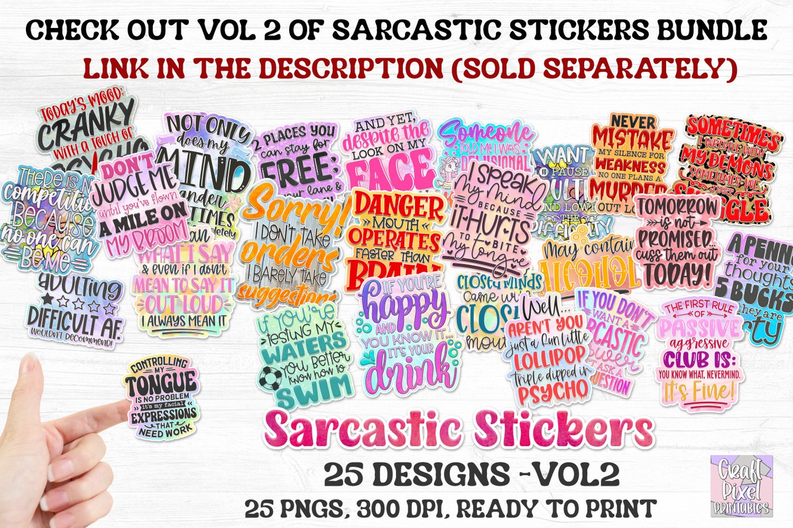 Printable Sarcastic Stickers Bundle, Funny Printable Stickers, Print ...