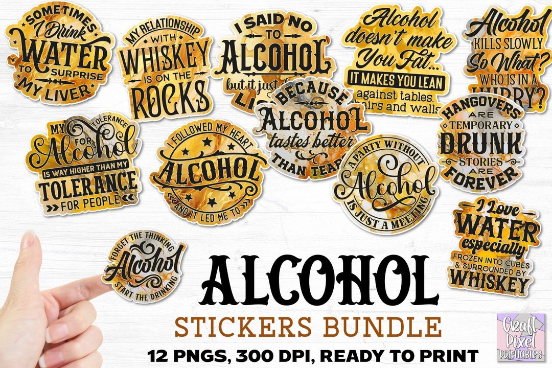 Funny Printable Stickers, Alcohol Stickers PNG, Print and Cut Stickers ...