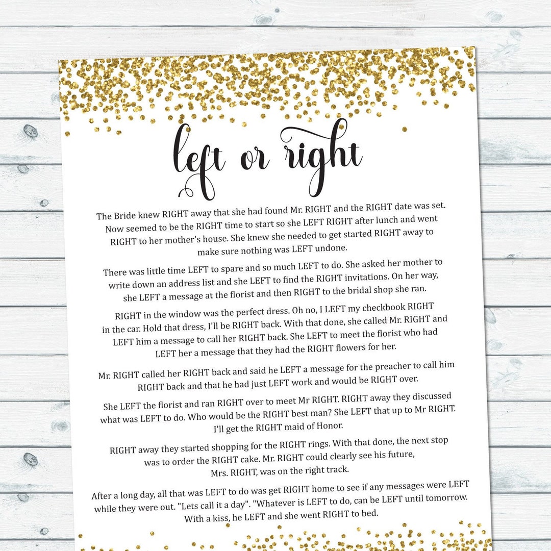 Left and Right Game, Bridal Shower Game Prize, Pass the Prize Game ...