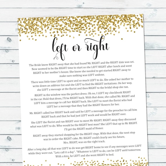 Left and Right Game Bridal Shower Game Prize Pass the Prize | Etsy Canada