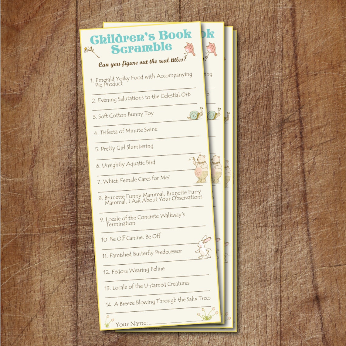 Storybook Baby Shower Children's Book Scramble Game, Printable ...