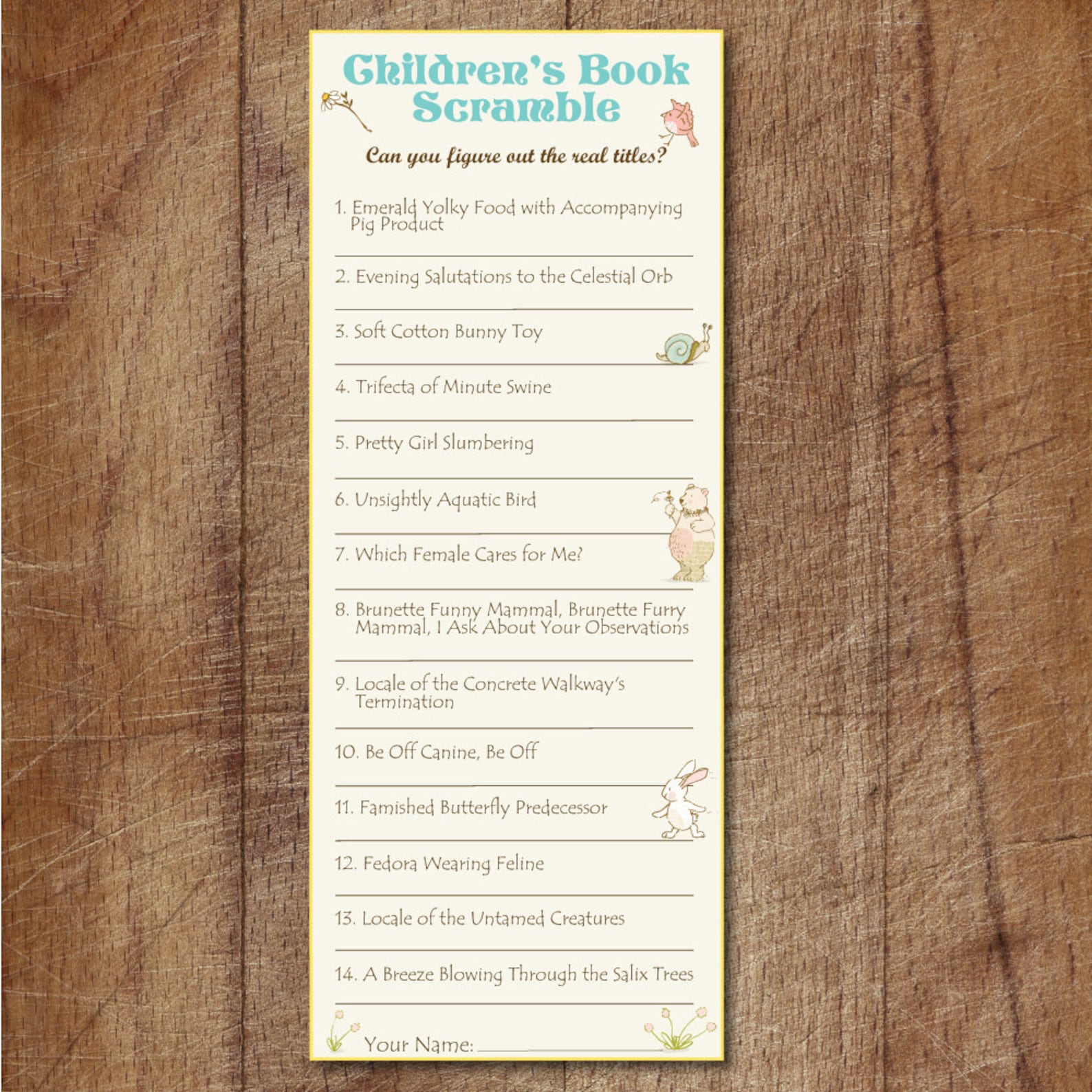 Storybook Baby Shower Children's Book Scramble Game, Printable ...