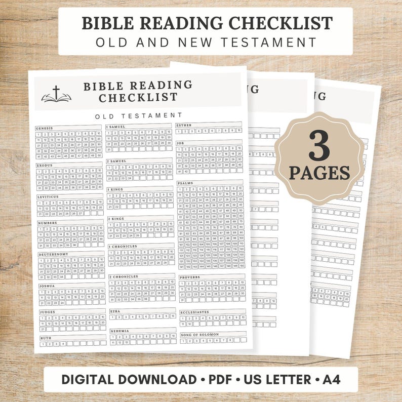 Bible Reading Checklist Printable, Old and New Testament Reading ...