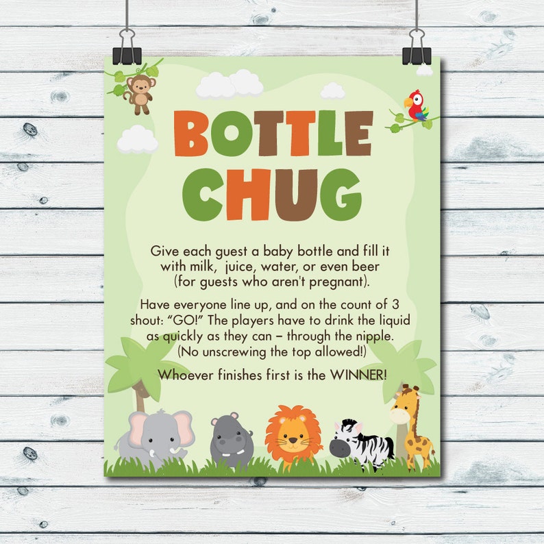 Bottle Chug Game Printable Drink up Baby Shower Game | Etsy