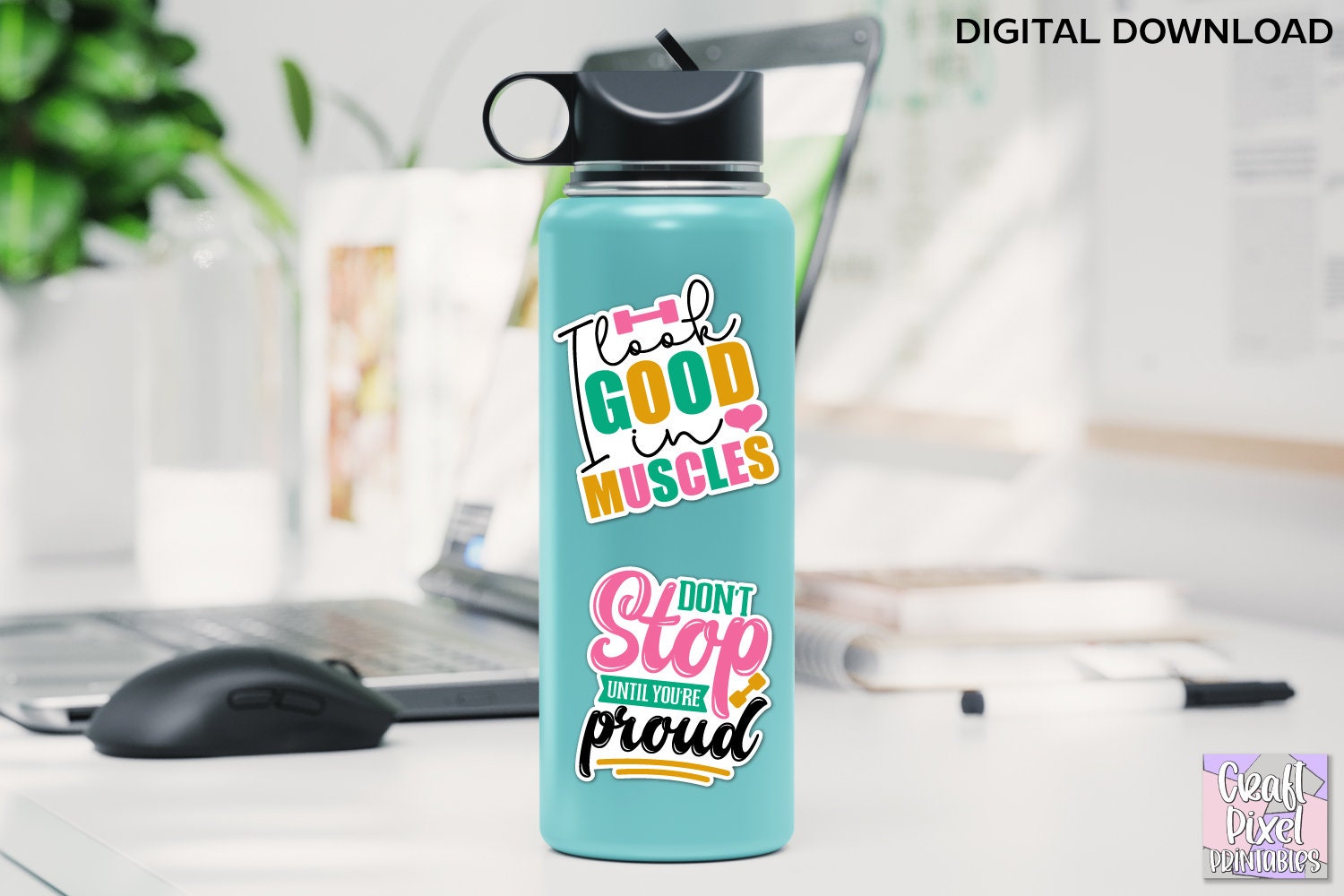 Workout Motivation Stickers Png, Weighloss Print and Cut Stickers ...