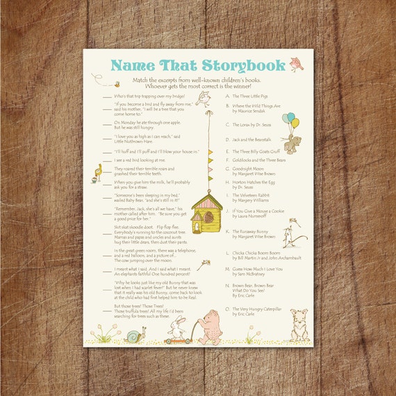 Book Title Baby Shower Game Baby Shower Scattergories Free Printable