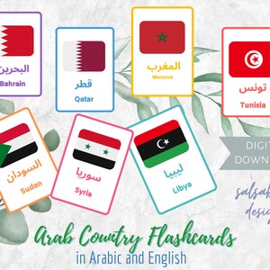 Printable Arab Country Flashcards in English & Arabic Bilingual ...
