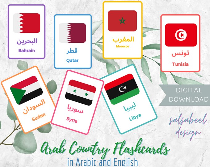Printable Arab Country Flashcards in English & Arabic | Bilingual ...